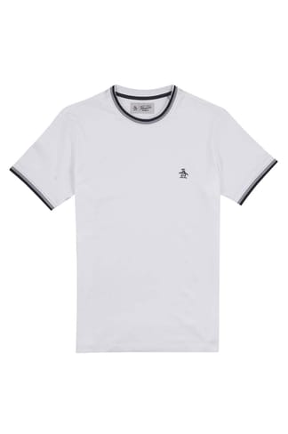 White Original Penguin Sticker Pete Tipped Ringer Polo Shirt - Get The ...