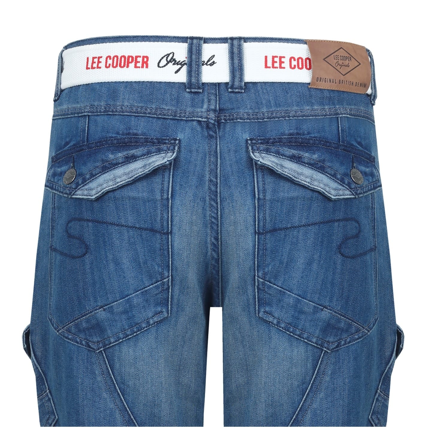 Blue Lee Cooper Mens Belted Cargo Jeans Get The Label