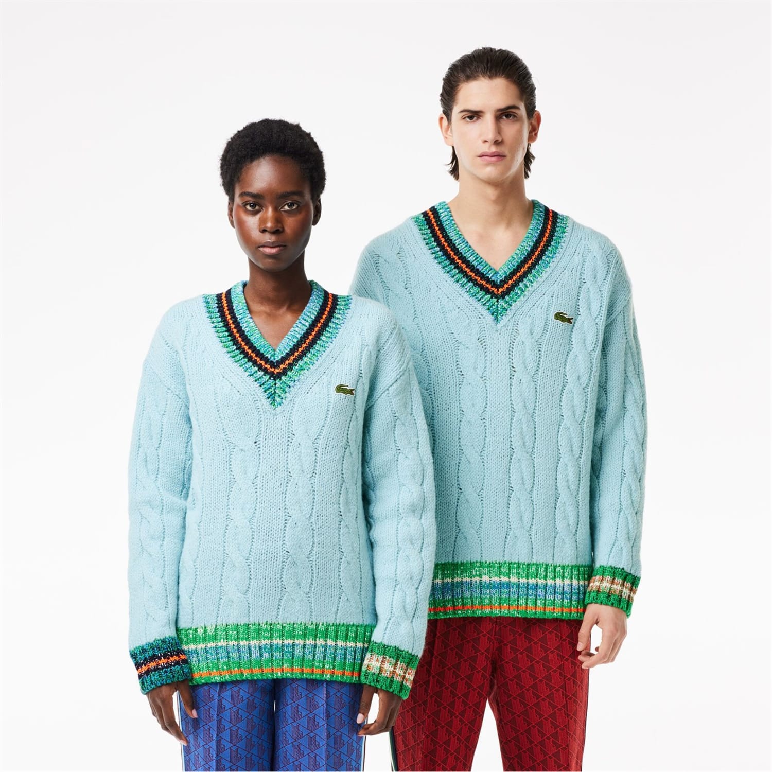 Blue Lacoste V-Neck Regular Fit Sweater - Get The Label