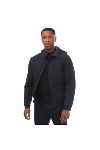 Dark Blue Boss Quilted Front Panel Mixed Material Jacket - Get The Label