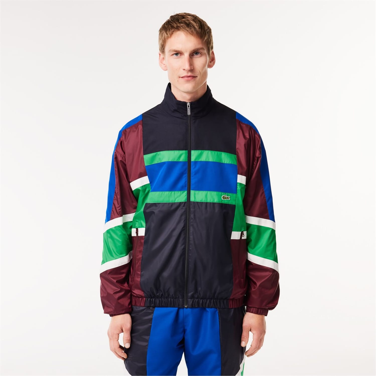 Multi Lacoste Shell Mock Neck Regular Fit Jacket - Get The Label