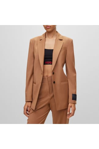 Brown Hugo Amyia Relaxed-Fit Blazer - Get The Label