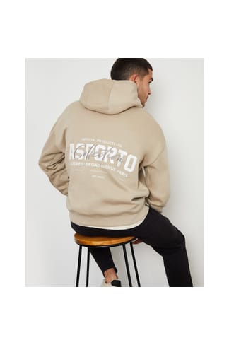 Grey Threadbare Lettering Hooded Relaxed Fit Sweatshirt - Get The Label