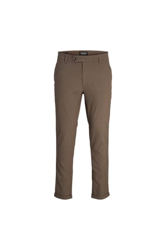 Brown Jack and Jones Connor Slim Cut Roll Up Cuff Chinos - Get The Label