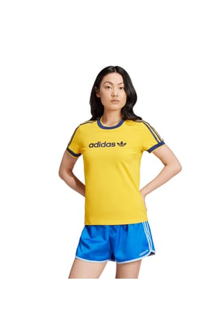 Yellow adidas Originals Graphic Badge Slim 3-Stripes T-Shirt - Get The ...