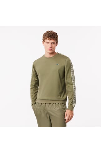 Khaki Lacoste Jacquard Interlock Tennis Sweatshirt - Get The Label