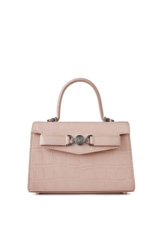 Pink Versace Croc Effect Small Top Handle Bag - Get The Label