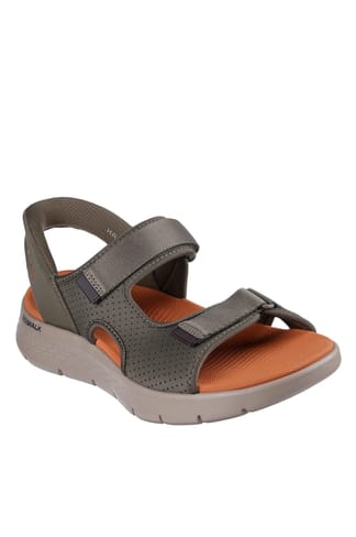 Green Skechers Mens Slip Ins Quarter Strap Sandal Flat Sandals - Get ...