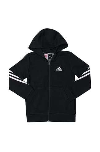 Black-White adidas Juniors 3-Stripes Doubleknit Full-Zip Hoodie - Get ...