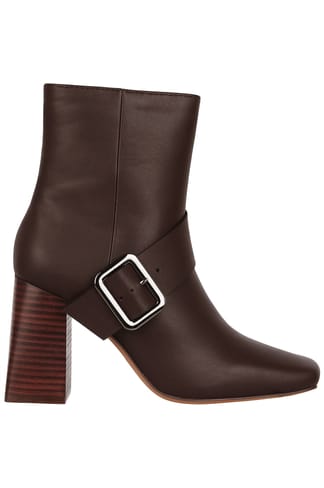 Brown Biba Leather Flare Heel Boot - Get The Label