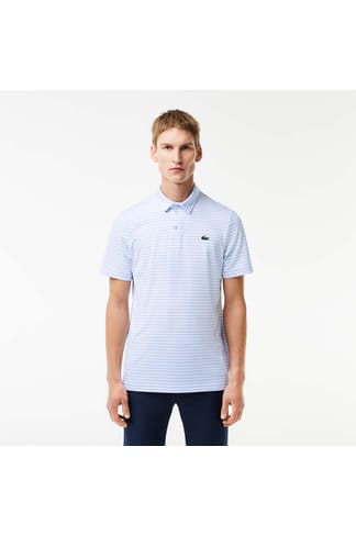 Blue-White Lacoste Ultra Dry Anti-UV Striped Golf Polo Shirt - Get The ...