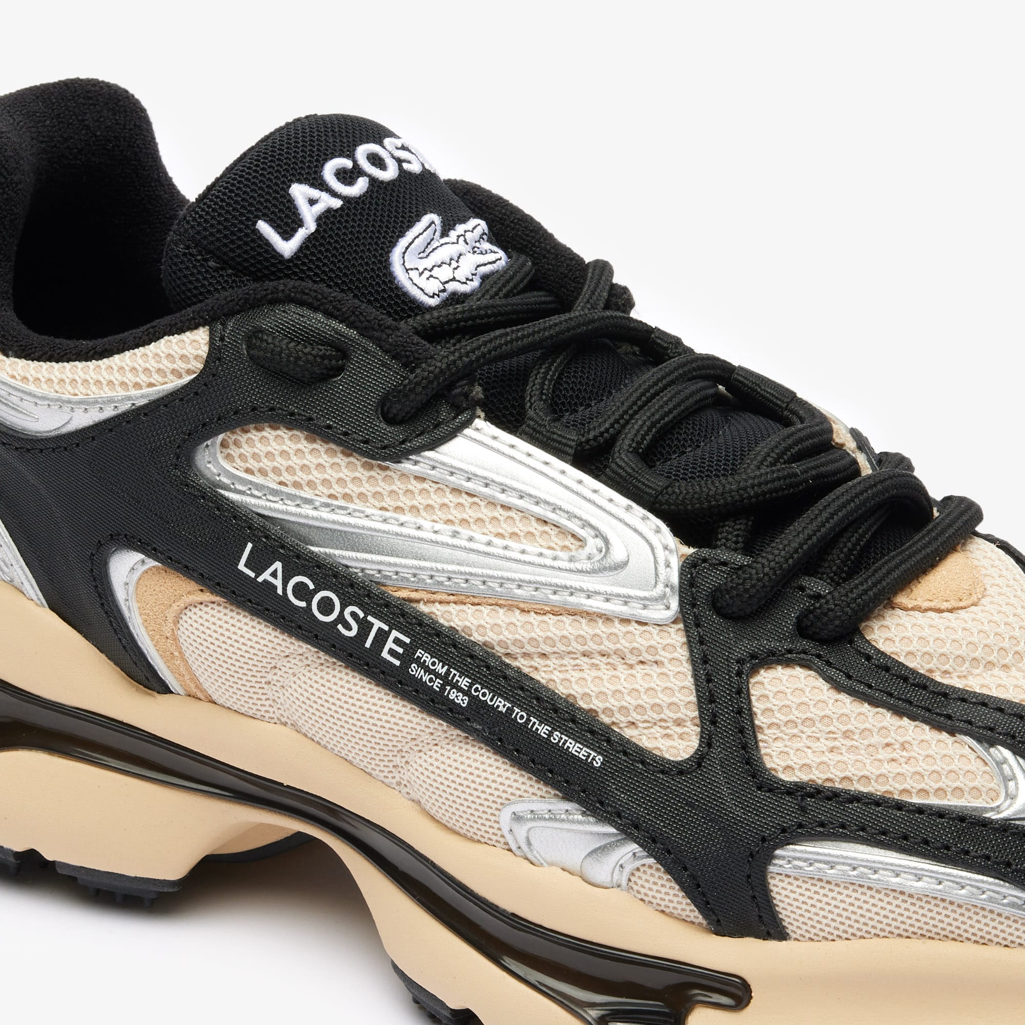 Tan lacoste trainers store