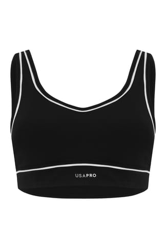 Black USA Pro Sophie Habboo Piping Cropped Snug Fit Bra - Get The Label