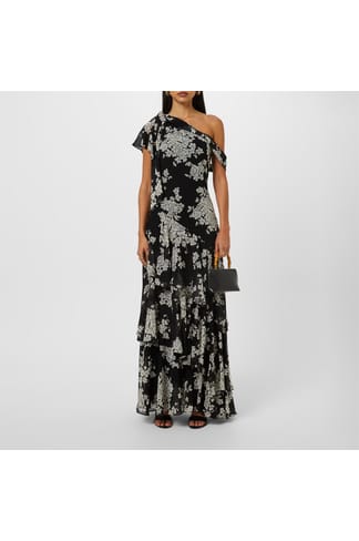 Black Lauren by Ralph Lauren Georgette One Shoulder Gown - Get The Label